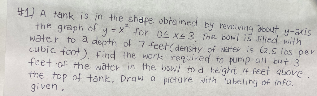 Solved #1) A tank is in the shape obtained by revolving | Chegg.com