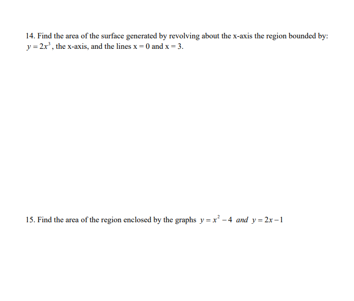 Solved 14. Find the area of the surface generated by | Chegg.com
