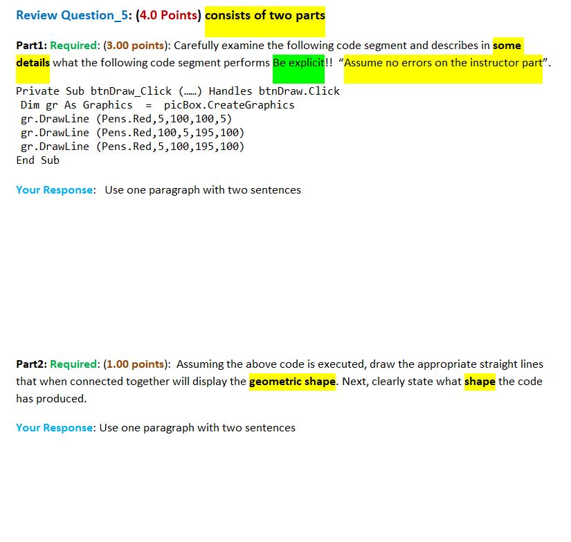 Solved Review Question_5: (4.0 Points) Part1: Required: ( | Chegg.com