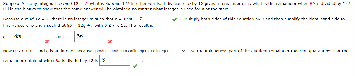 Solved Suppose b is any integer. If bmod12=7, what is | Chegg.com