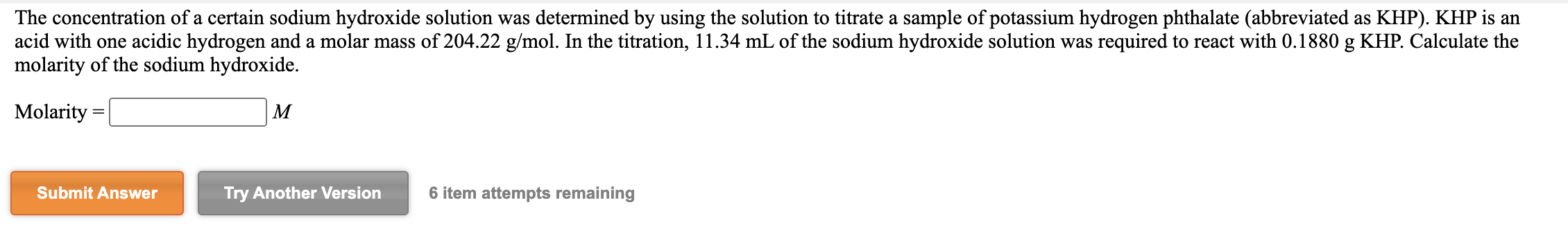 Solved The concentration of a certain sodium hydroxide | Chegg.com