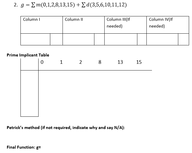 Solved Use the Quine-McCluskey simplification method to find | Chegg.com