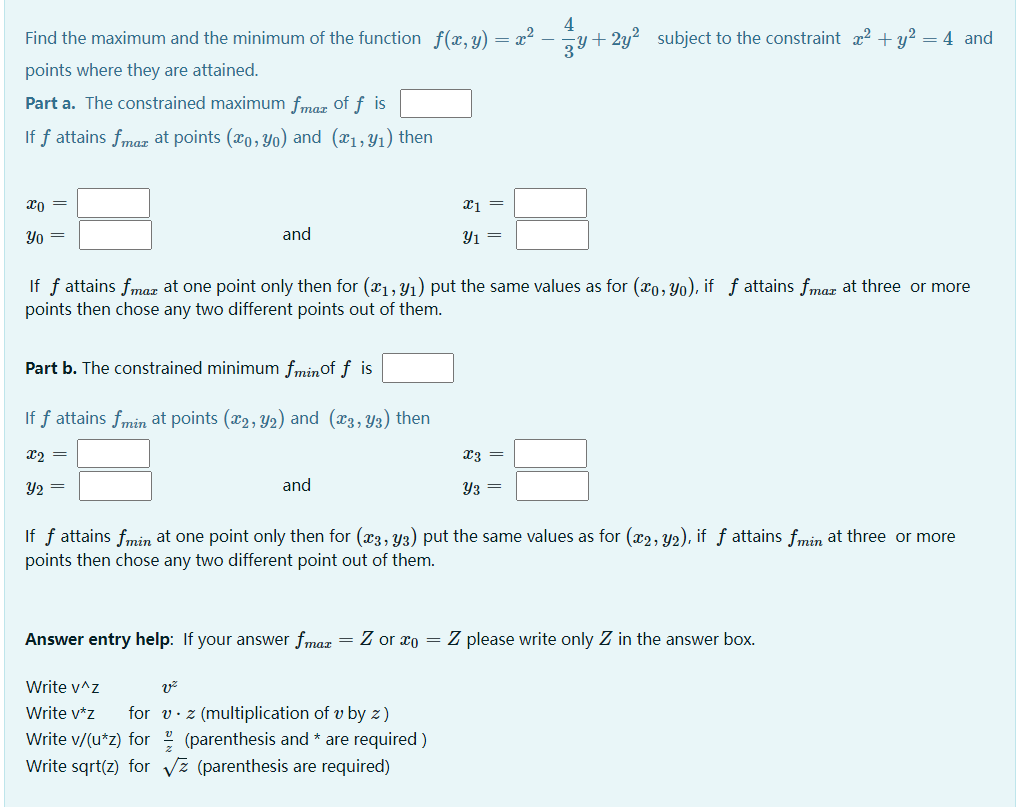 Solved Find the maximum and the minimum of the function | Chegg.com