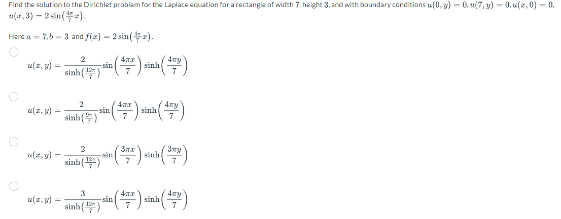Solved Find the solution to the Dirichlet problem for the | Chegg.com