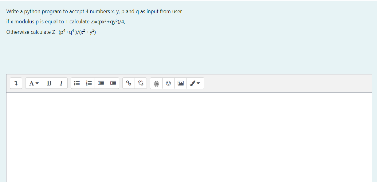 Solved Write a python program to accept 4 numbers x, y, p | Chegg.com