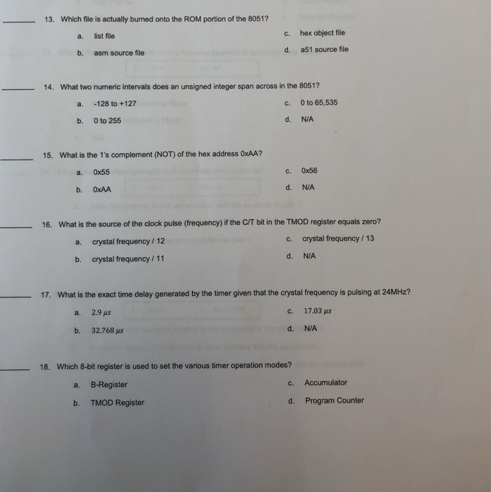 Solved 13 Which File Is Actually Burned Onto The ROM Chegg