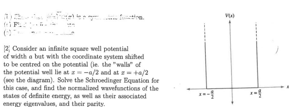 Solved V(x) 2, Consider an infinite square well potential of | Chegg.com