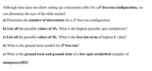 Solved Although time does not allow setting up a microstate | Chegg.com