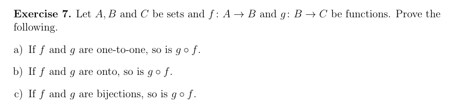 Solved Exercise 7. Let A, B and C be sets and f: A + B and | Chegg.com