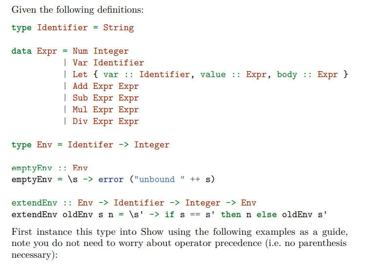 Solved Given the following definitions: type Identifier = | Chegg.com