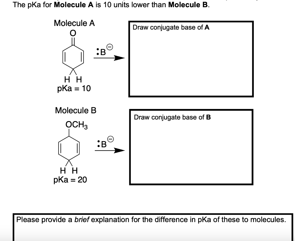 Solved The pka for Molecule A is 10 units lower than | Chegg.com