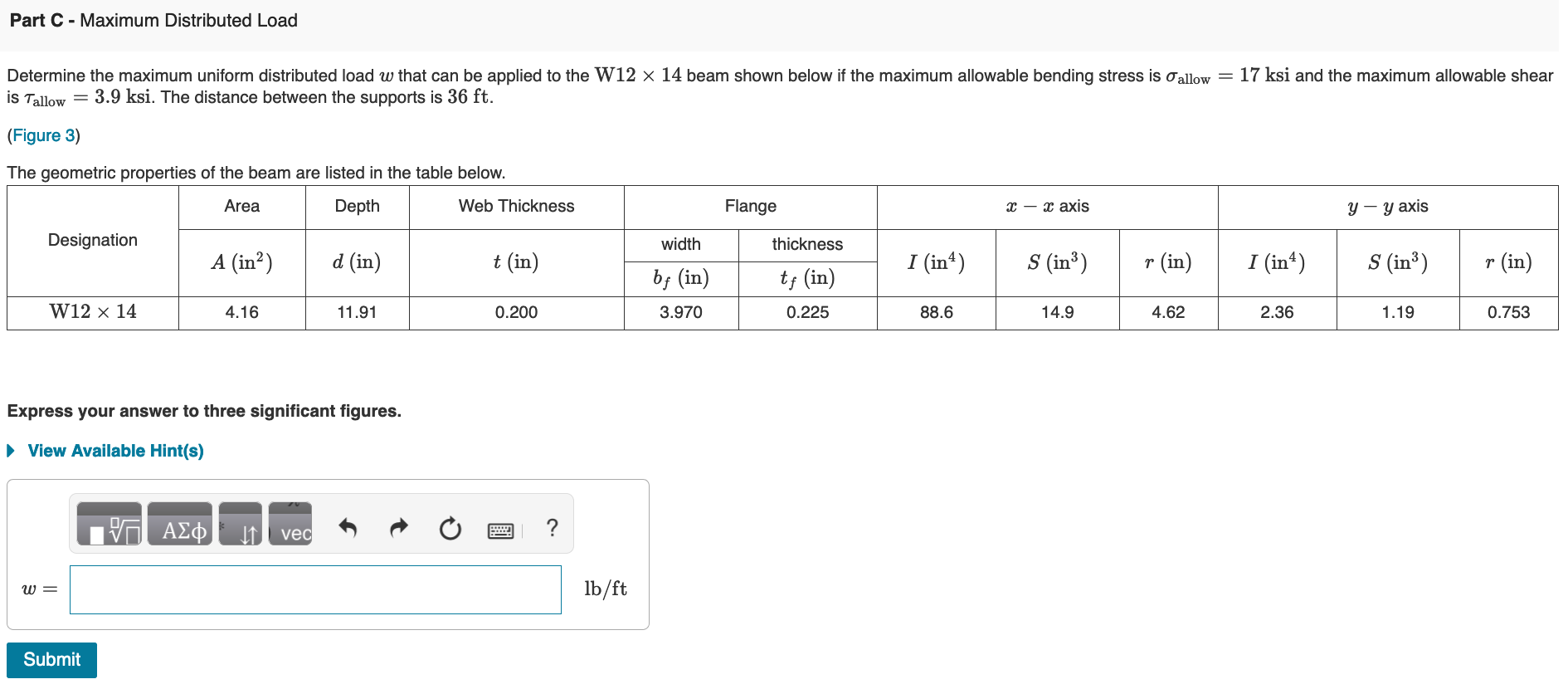Solved * L *L Part C-Maximum Distributed Load Determine | Chegg.com