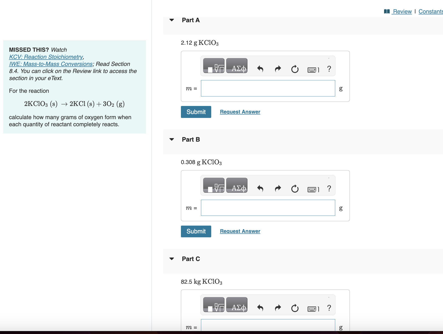 Solved MISSED THIS? Watch KCV: Reaction Stoichiometry, IWE: | Chegg.com