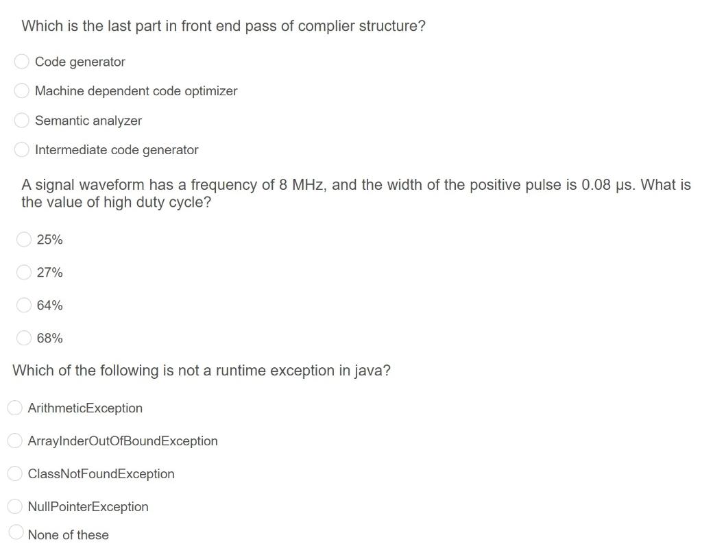 Solved Which is the last part in front end pass of complier | Chegg.com