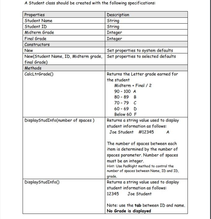 Solved will be a student grade application Student | Chegg.com