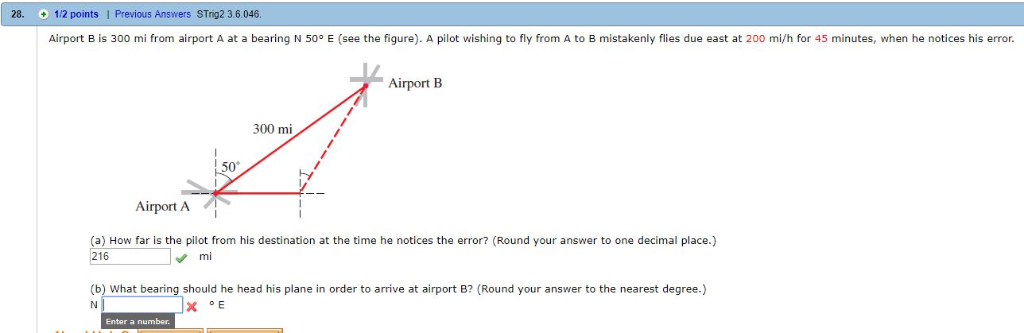 Solved 28. 1/2 points I Previous Answers STrig2 3.6.0 | Chegg.com
