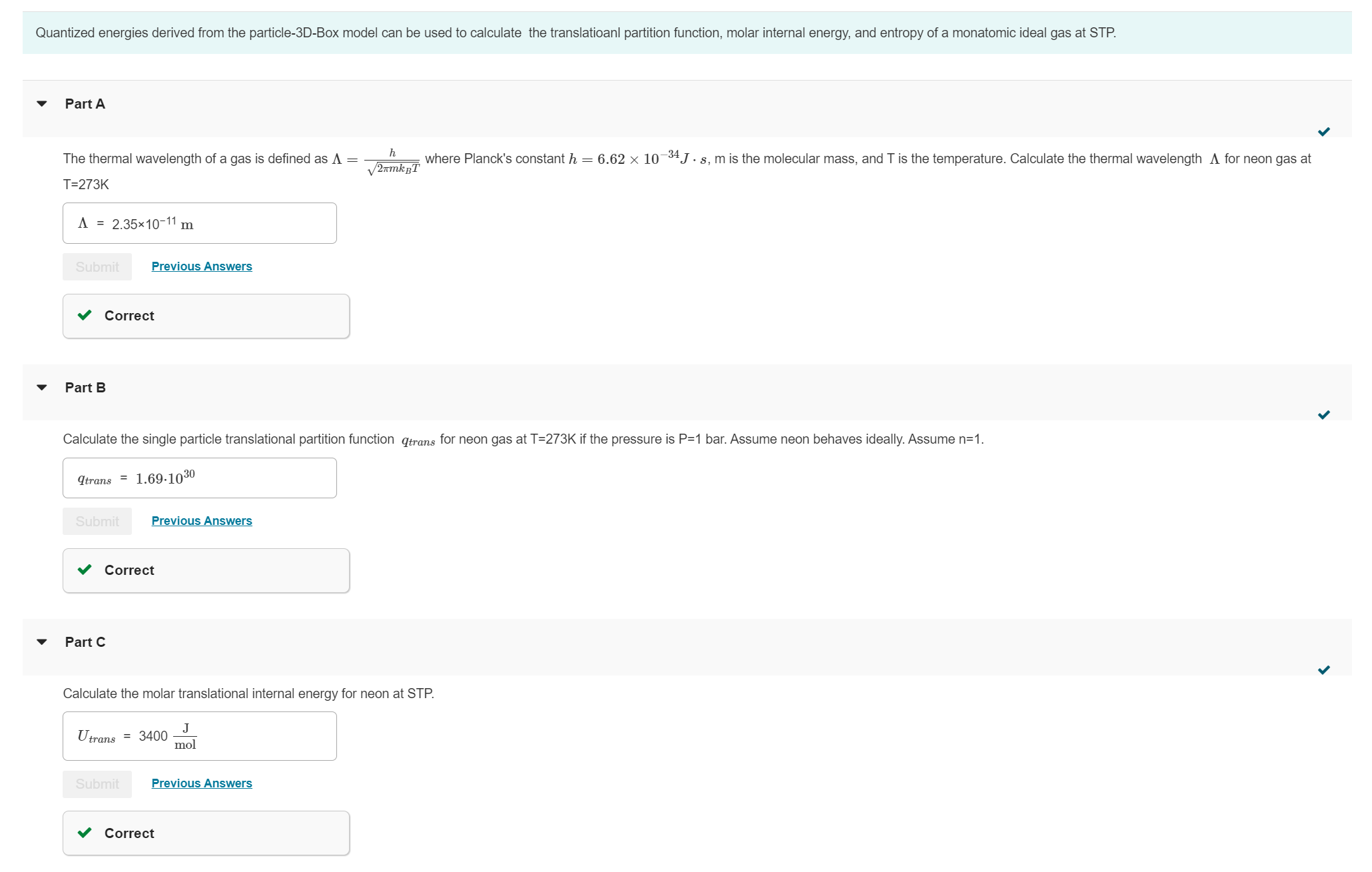 Solved \\( \\mathrm{T}=273 \\mathrm{~K} \\) Part B Calculate | Chegg.com
