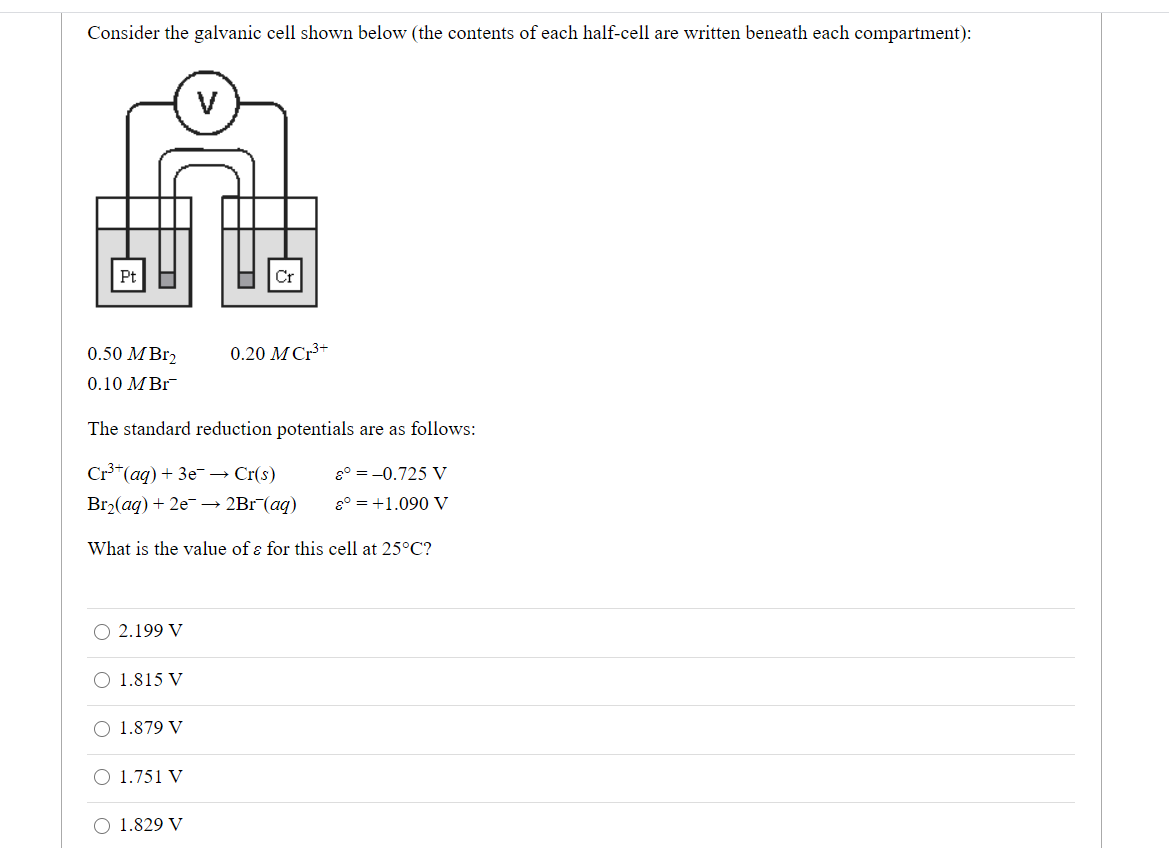 Solved Consider the galvanic cell shown below the contents | Chegg.com