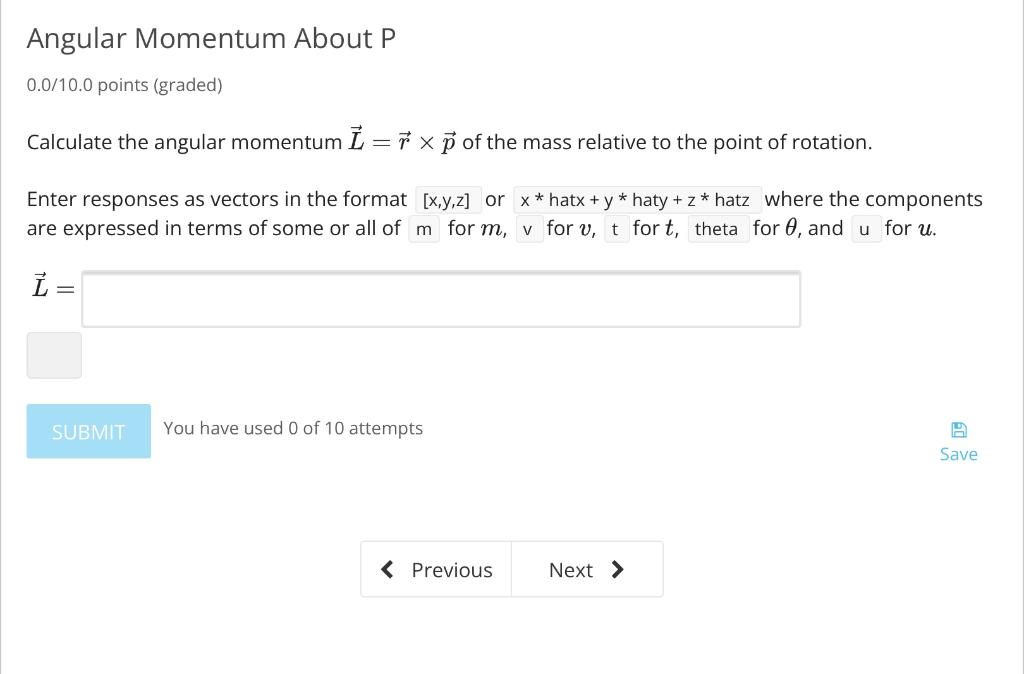 Solved H: Angular Momentum of Point Particle - 2 w Bookmark | Chegg.com