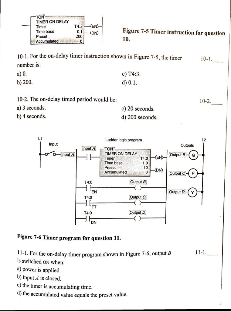 Figure 7-5 Timer instruction for question 10. 10-1. | Chegg.com