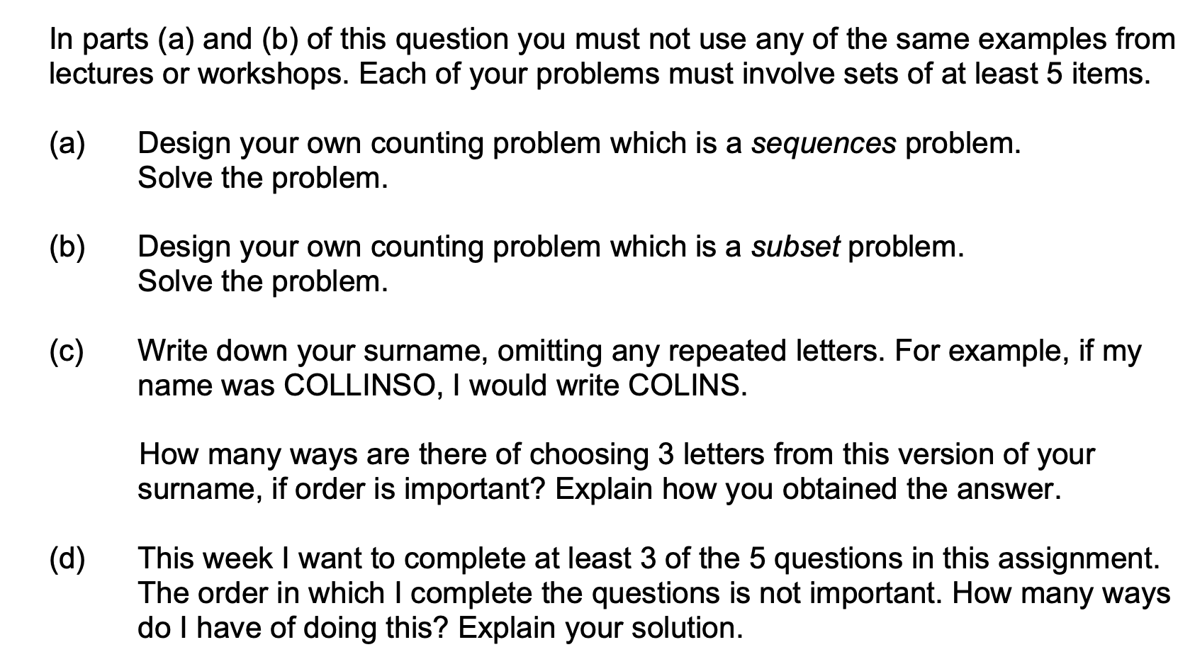 Solved In parts (a) and (b) of this question you must not | Chegg.com