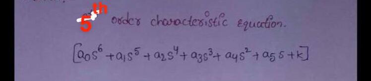order chwocteristic equation. [aos +a, s5 + a2s + | Chegg.com