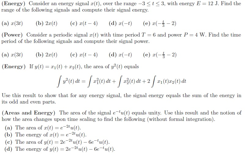 Solved (Signal Description) For each signal x(t) shown (a) | Chegg.com