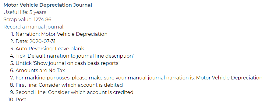 Solved Motor Vehicle Depreciation Journal Useful life: 5 | Chegg.com