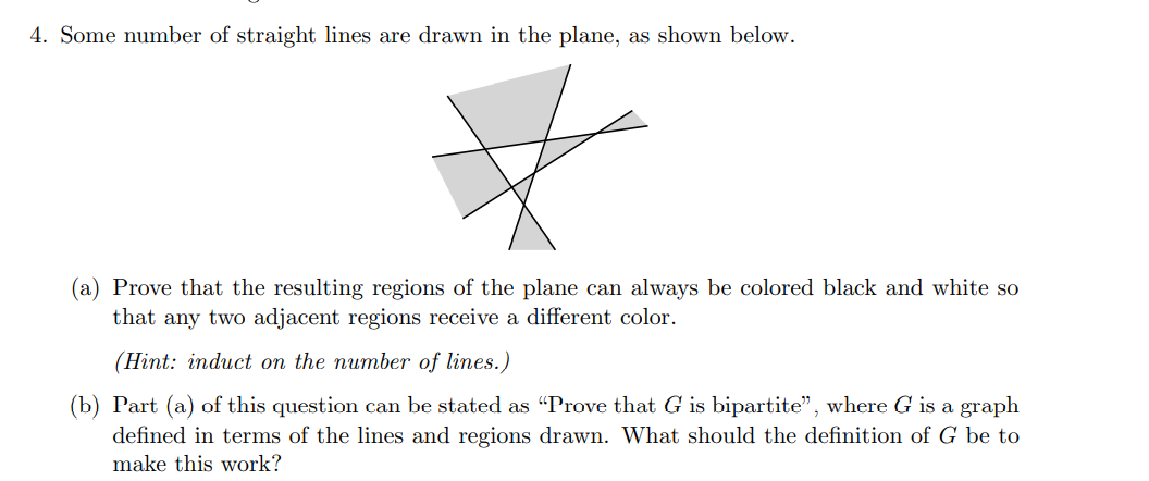 Solved 4. Some number of straight lines are drawn in the | Chegg.com