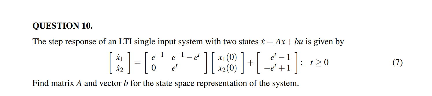 Solved The step response of an LTI single input system with | Chegg.com