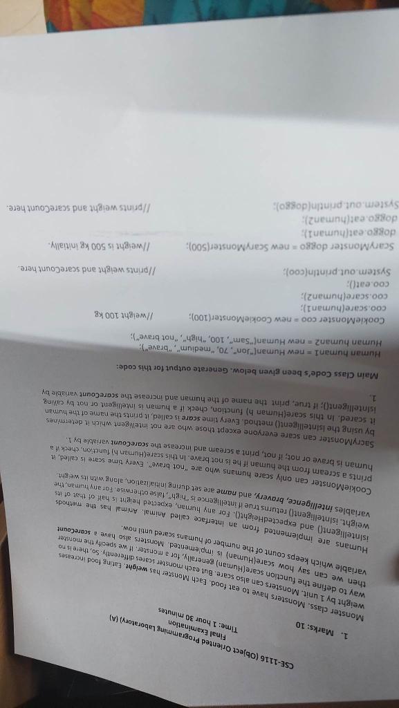 CSE-1116 (Object Oriented Programming Laboratory) (A) | Chegg.com