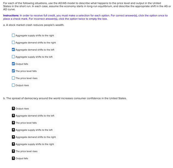 Solved For each of the following situations, use the AD/AS | Chegg.com