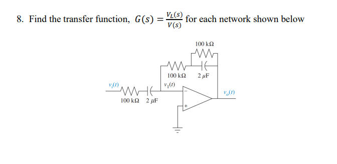 Solved Find the transfer function, 𝐺(𝑠) = 𝑉𝐿(𝑠)/ 𝑉(𝑠) | Chegg.com