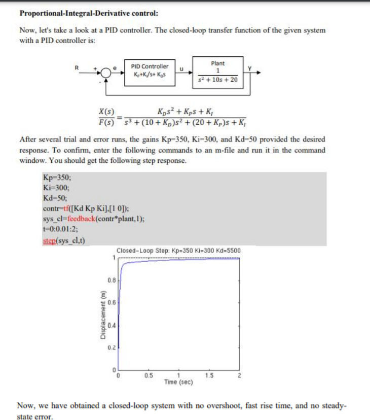 Solved Proportional-Integral-Derivative control: Now, let's | Chegg.com