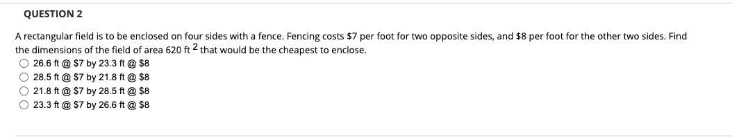 Solved A rectangular field is to be enclosed on four sides | Chegg.com
