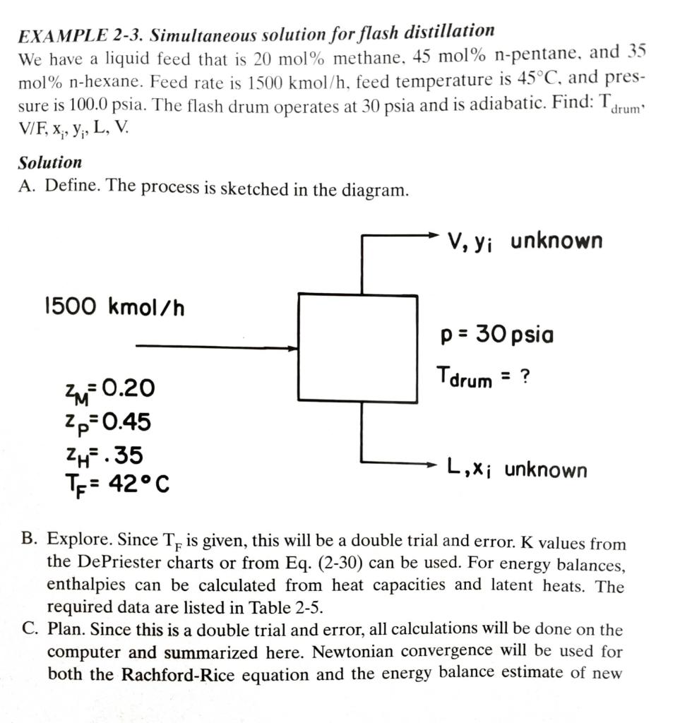 Solved EXAMPLE 2-3. Simultaneous solution for flash | Chegg.com