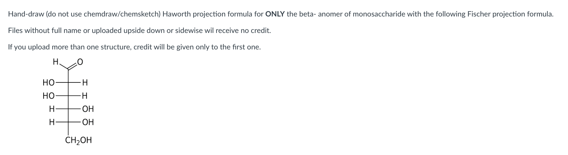 Solved HANDDRAW Haworth projection formula for ONLY the | Chegg.com