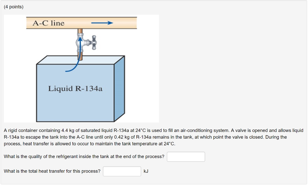 Solved A-C line Liquid R-134a A rigid container containing | Chegg.com