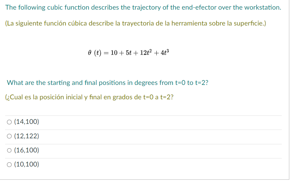 Solved The following cubic function describes the trajectory | Chegg.com