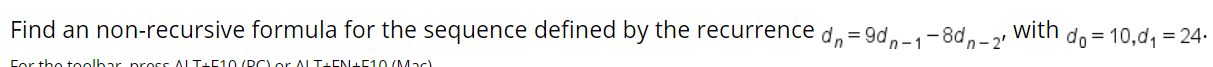 Solved Find an non-recursive formula for the sequence | Chegg.com