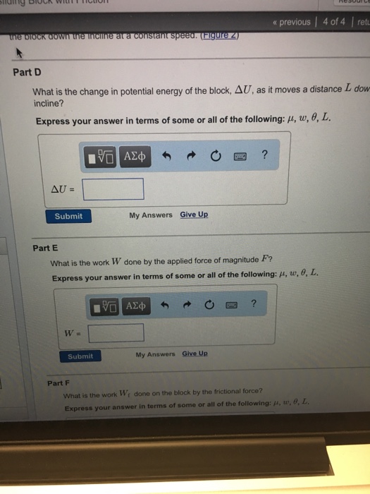 Solved what is the change in potential energy of the block, | Chegg.com