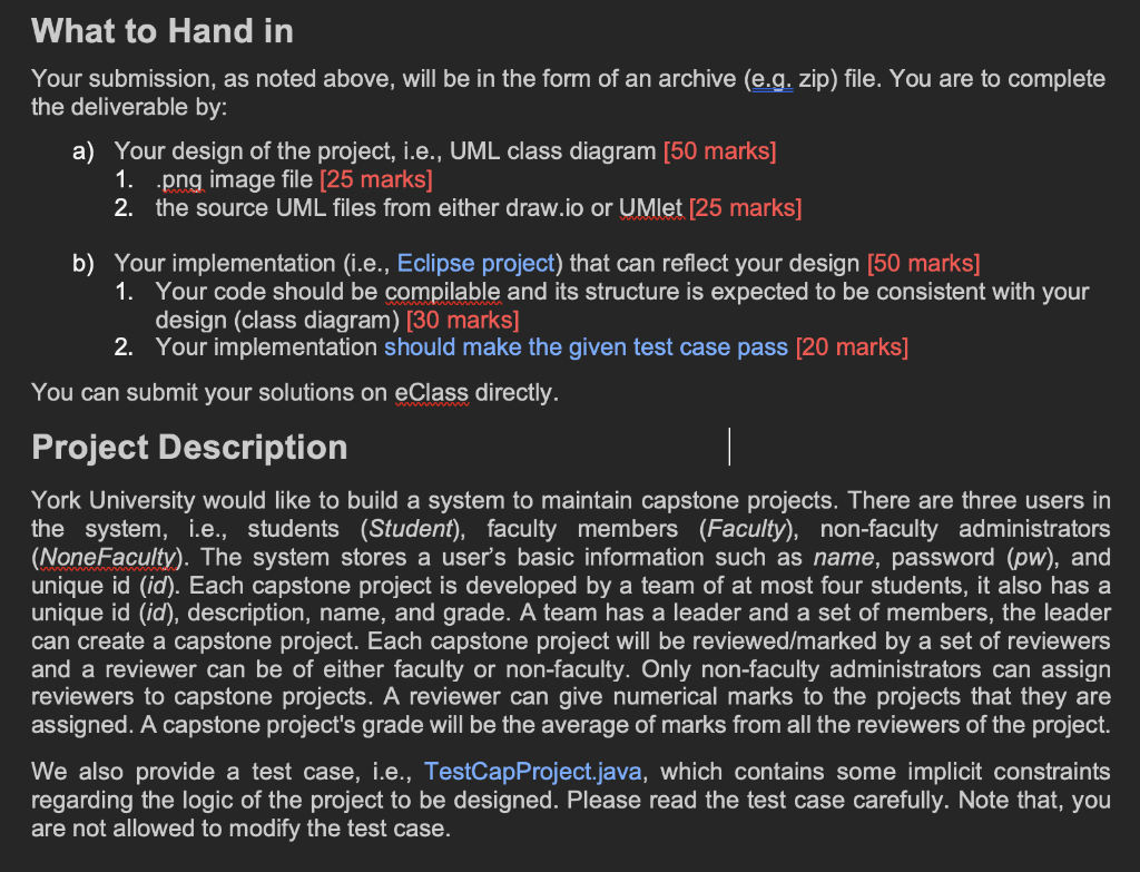 What to Hand in Your submission, as noted above, will | Chegg.com
