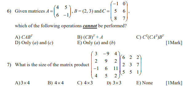 Solved -C6 -). -1 0 4 6) Given matrices A= B=(2, 3) and C = | Chegg.com Solved -C6 -). -1 0 4 6) Given matrices A= B=(2, 3) and C = | Chegg.com