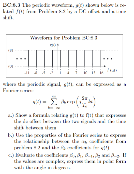 Solved BC:8.3 The periodic waveform, g(t) shown below is | Chegg.com