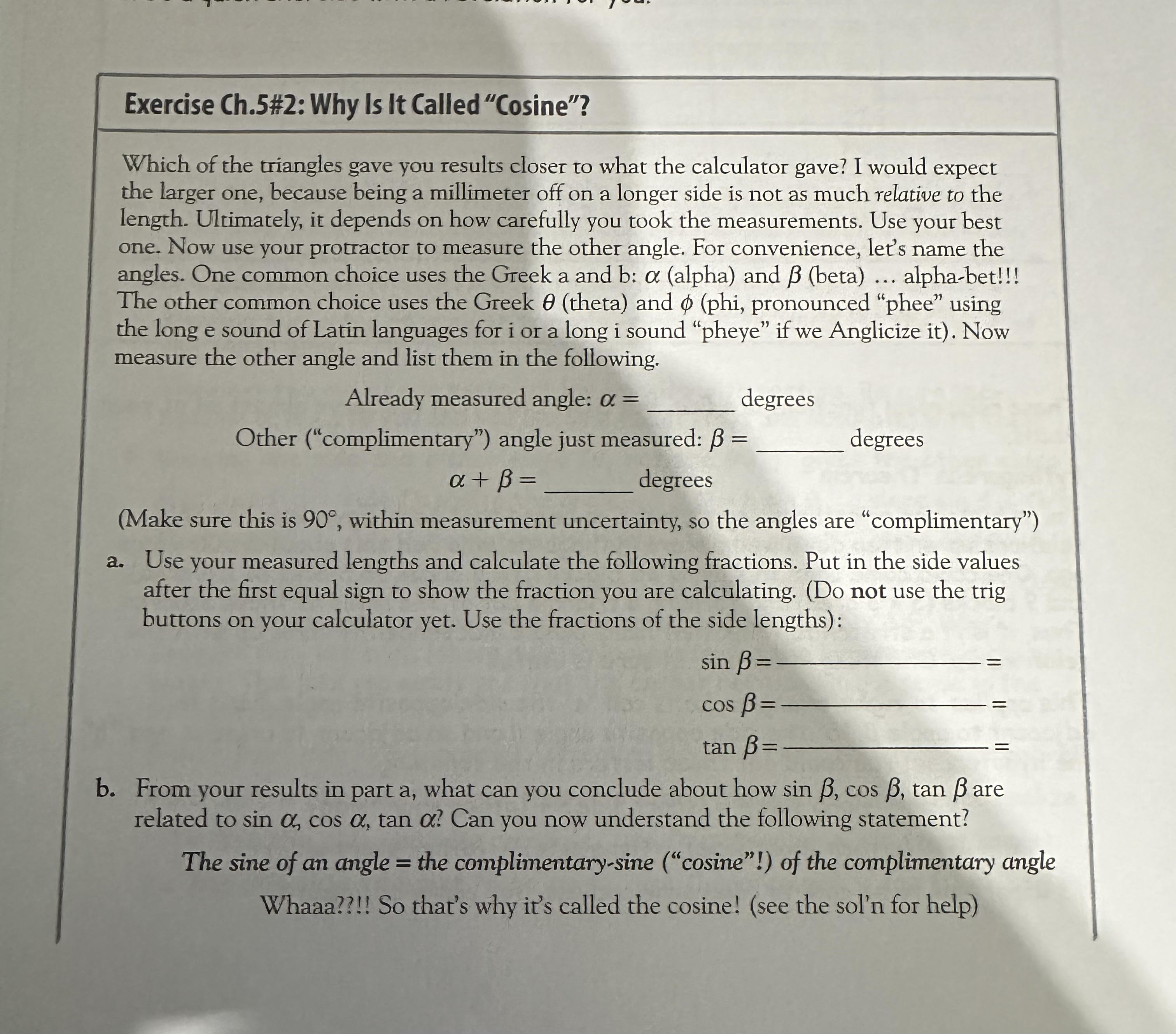 Solved Exercise Ch.5#2: Why Is It Called "Cosine"? Part I: | Chegg.com