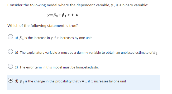Consider the following model where the dependent | Chegg.com