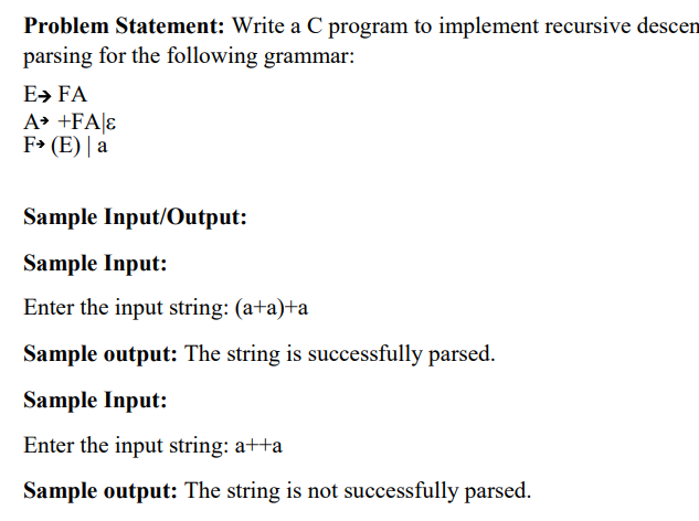 Solved Problem Statement: Write a C program to implement | Chegg.com