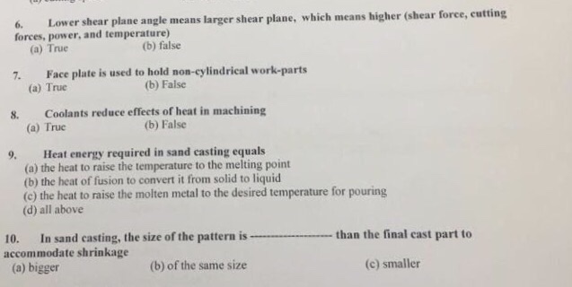 Solved Lower shear plane angle means larger shear plane, | Chegg.com
