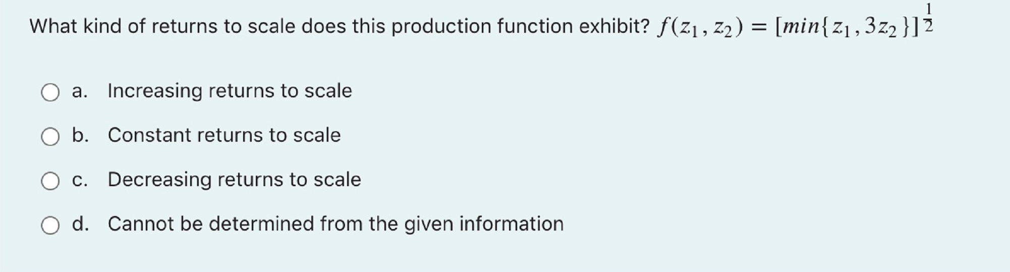 Solved What kind of returns to scale does this production | Chegg.com