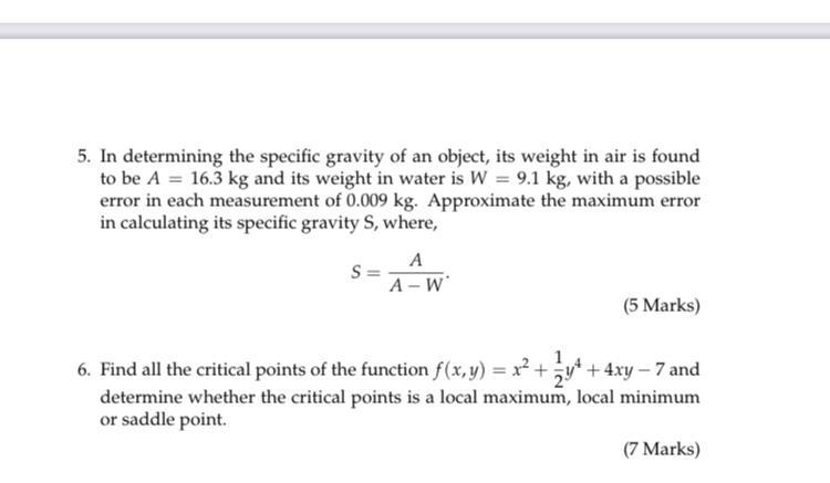 Solved 5. In determining the specific gravity of an object, | Chegg.com